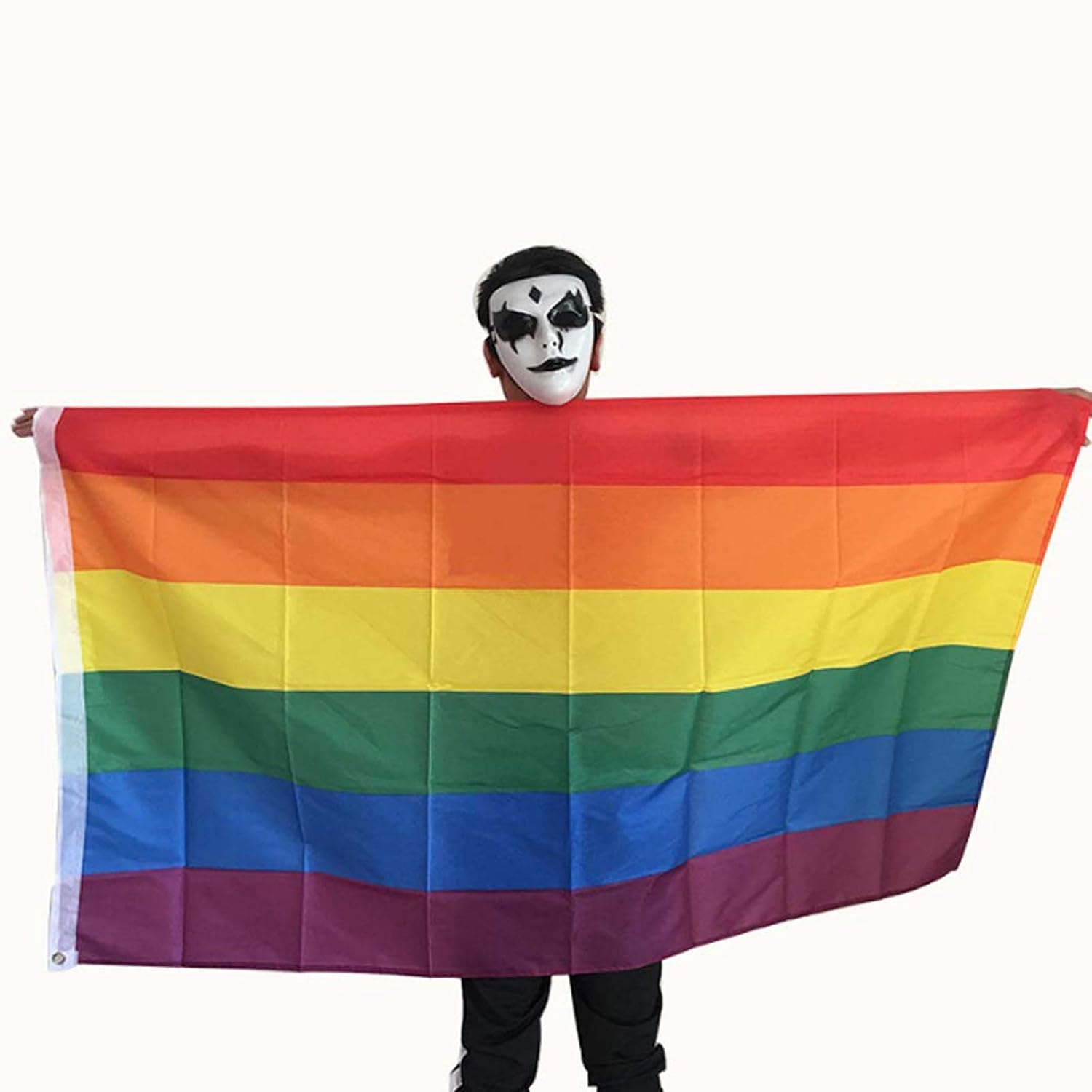 Deyiis Gay Pride Rainbow Flag 1Pcs 5ft x 3ft Rainbow Flags,(Top/Bottom ...