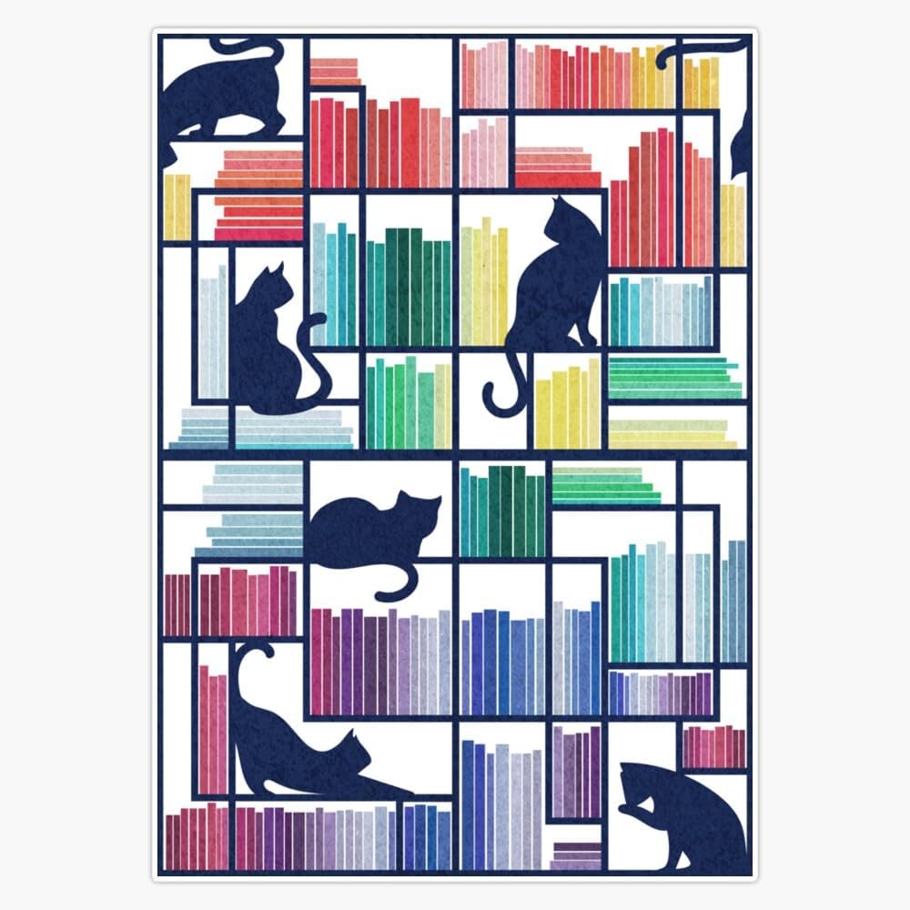 Amazon.com: MAGNET Rainbow Bookshelf // White Background Navy Blue ...