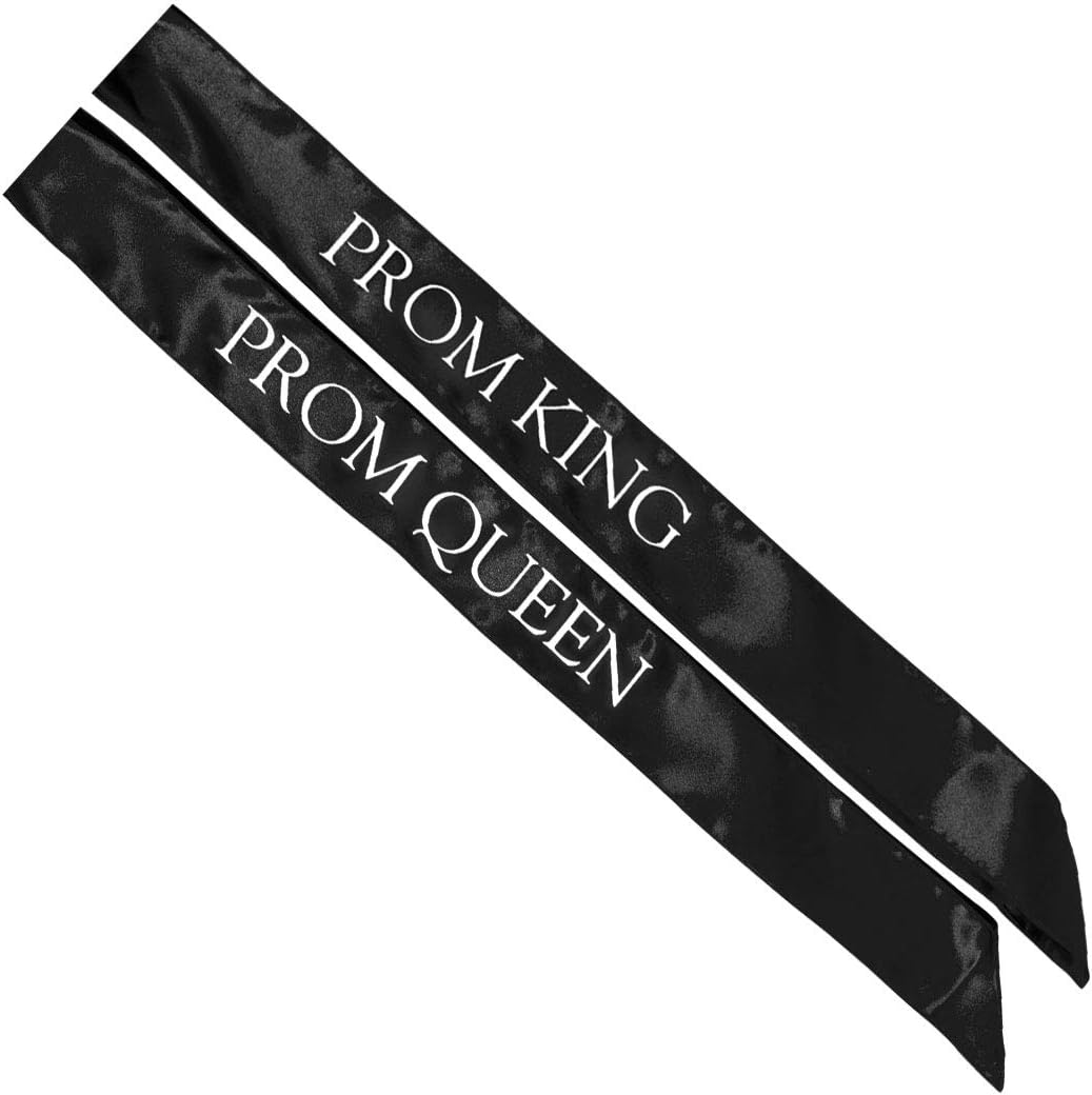 Amazon.com: Anderson’s Black Satin Prom King & Queen Sash Set, Elegant ...