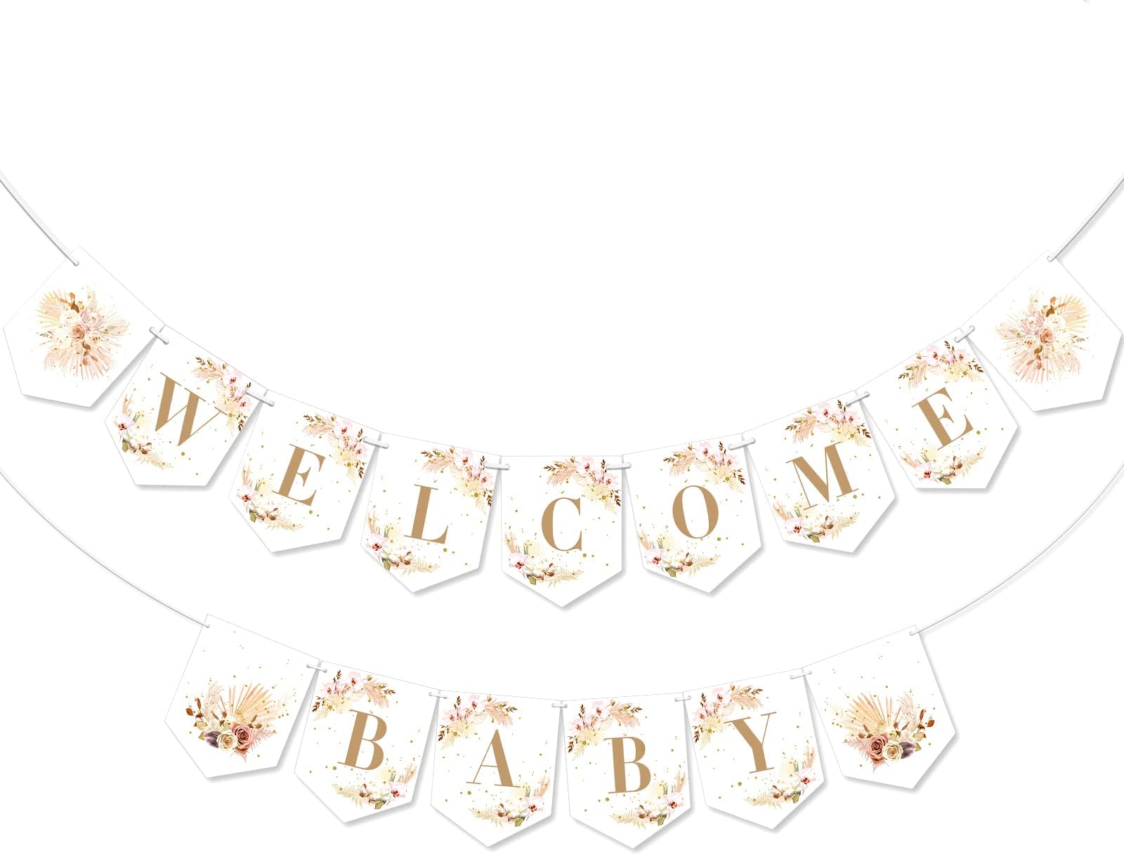 Amazon.com: Lewtemi 1 Set Welcome Baby Banner Paper Boho Baby Shower ...