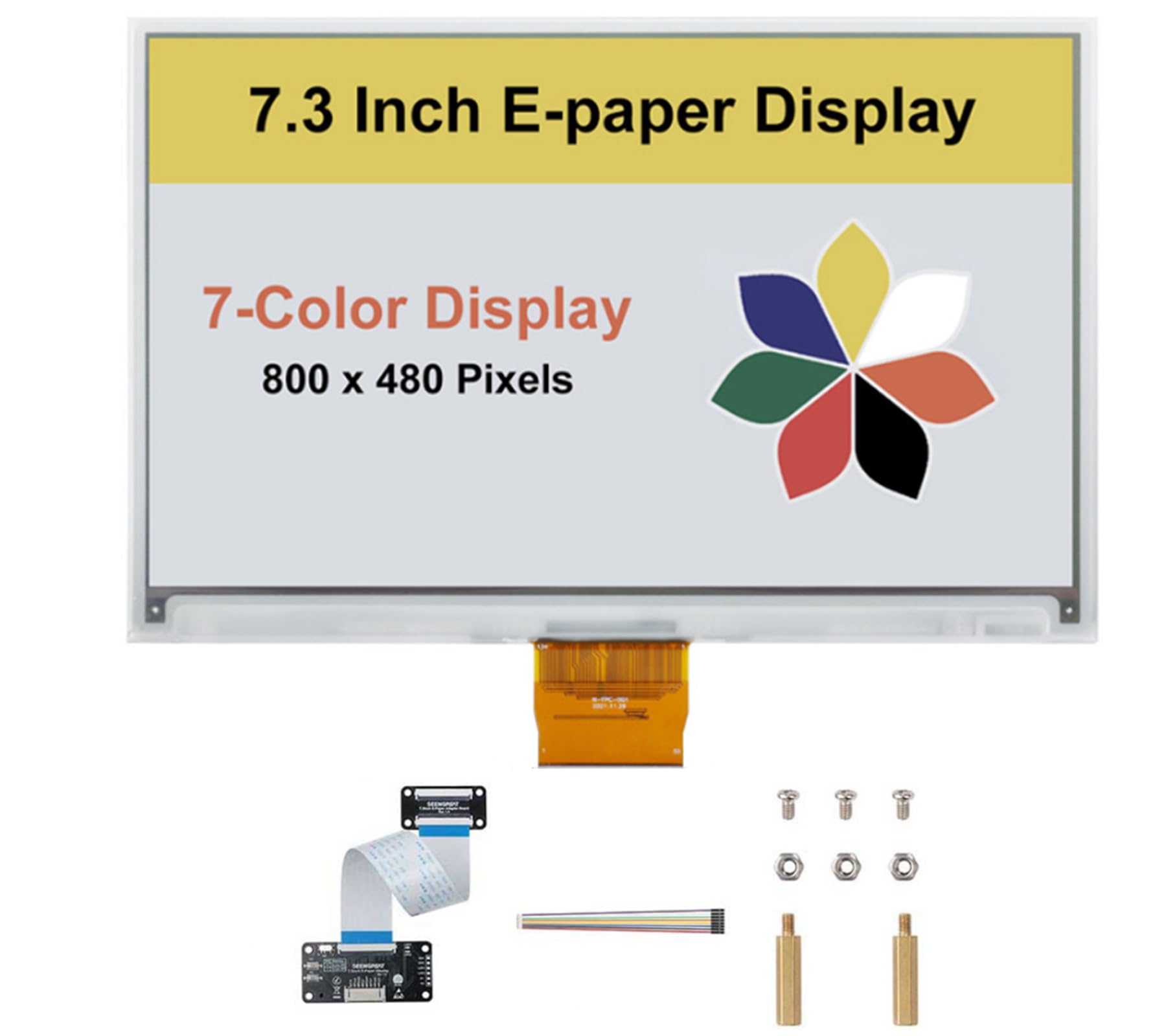 écran SPI Raspberry Pi Arduino 7.3inch Full Color E-Ink Display, 800× ...