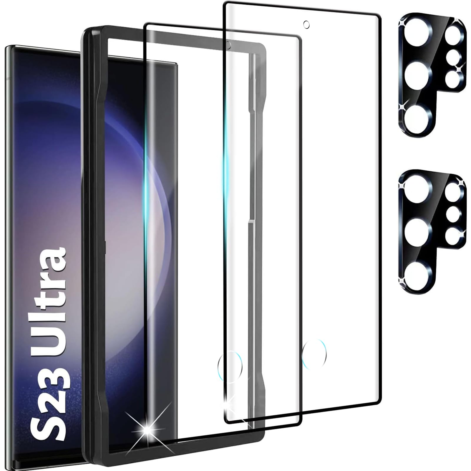 Amazon.com: CWQZGUF [2+2 Pack Galaxy S23 Ultra Screen Protector, 2 Pack ...