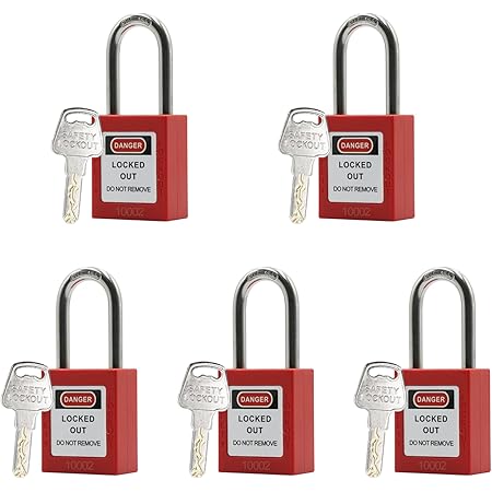 TAEGIQI 5 Red Lockout Tagout Locks,Keyed Alike,OSHA Compliant Safety ...