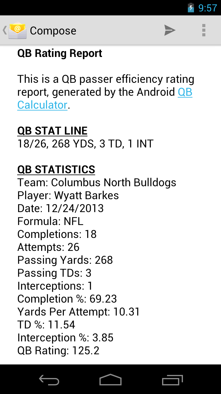 QB Rating Calculator - App on Amazon Appstore