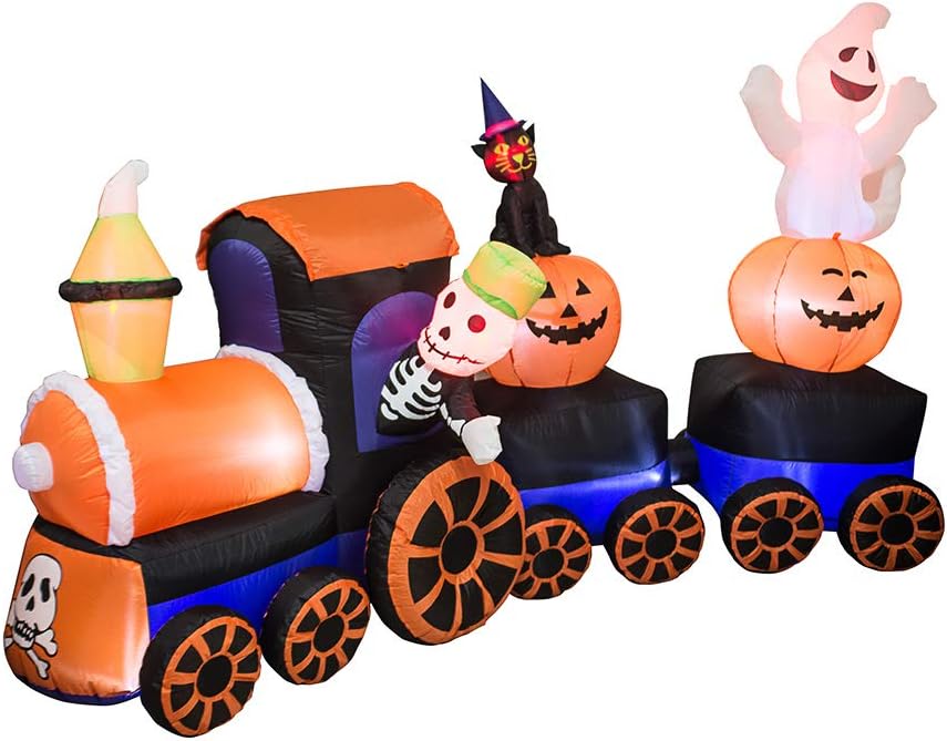 Amazon.com: AJY 9 Feet Halloween Inflatable Train with Kittens White ...