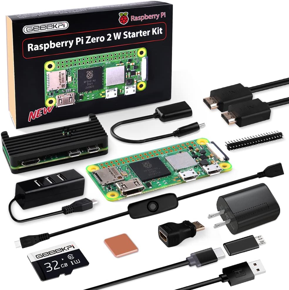 Amazon.com: GeeekPi Raspberry Pi Zero 2 W Starter Kit, with RPi Zero 2 ...