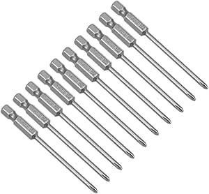 uxcell 10 Pcs 3mm PH1 Magnetic Phillips Screwdriver Bits, 1/4 Inch Hex Shank 3-inch Length S2 ...