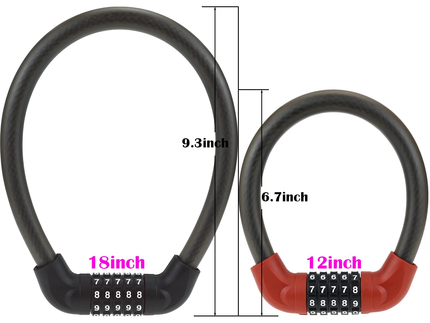 Snapklik.com : Bike Lock, 5-Digit Resettable Combination Anti Theft ...