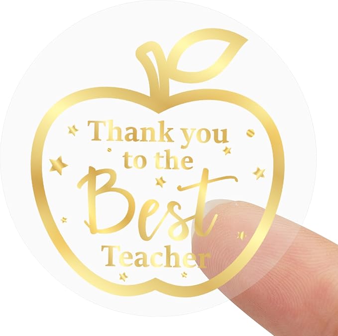 Amazon.com : Anwyll Teacher Appreciation Stickers - Gold Foil Thank You ...
