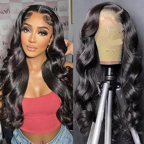 Amazon.com : Zymon 34 Inch Body Wave Human Hair 13x4 Lace Front Wigs ...