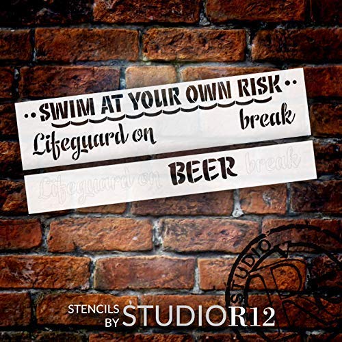 Swim at Own Risk Lifeguard on Break Personalized Stencil by StudioR12 ...