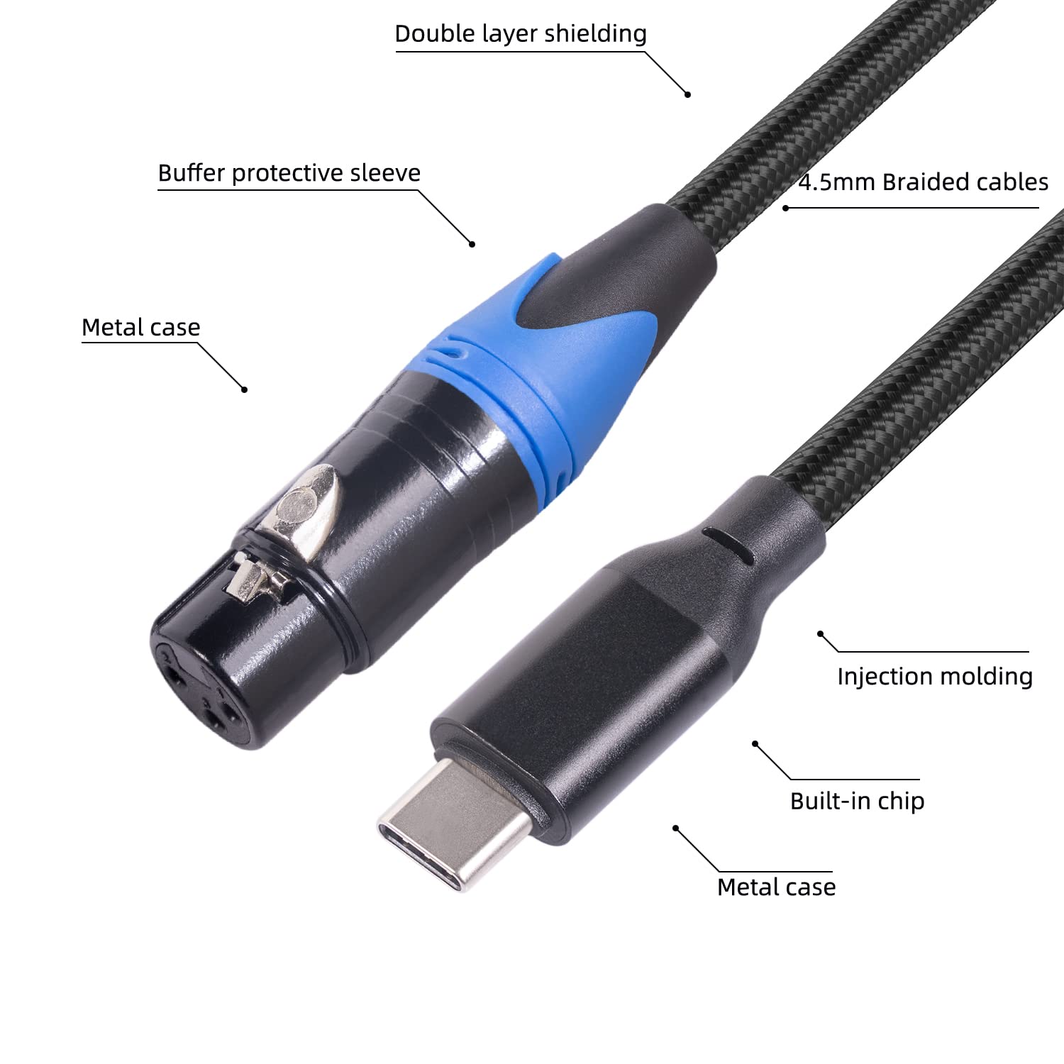 USB C XLR Microphone Cable CERRXIAN 6.5FT XLR Female To USB C ...