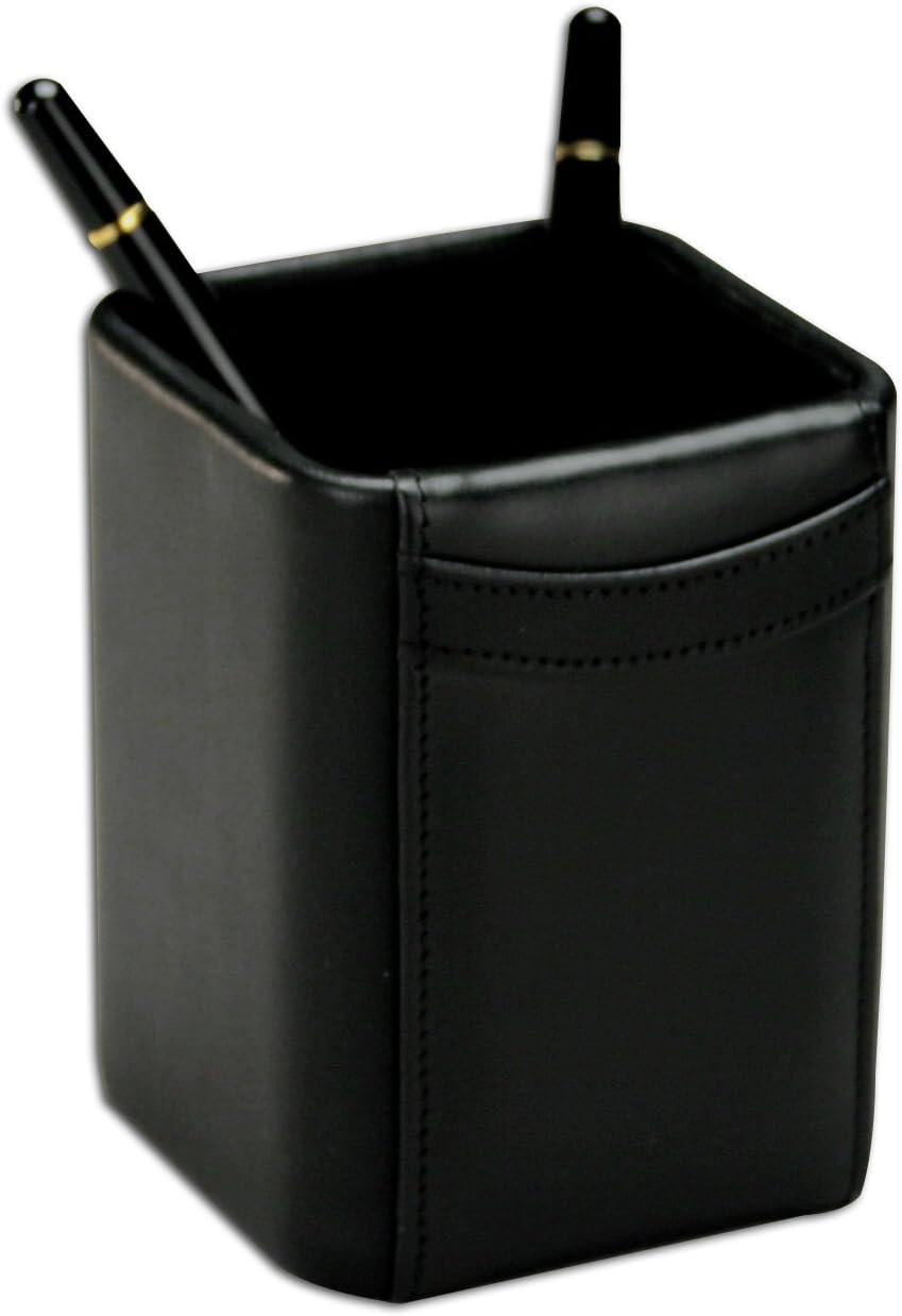 Amazon.com: Dacasso Rustic Brown Leather Gold Trim Double Pen Stand ...