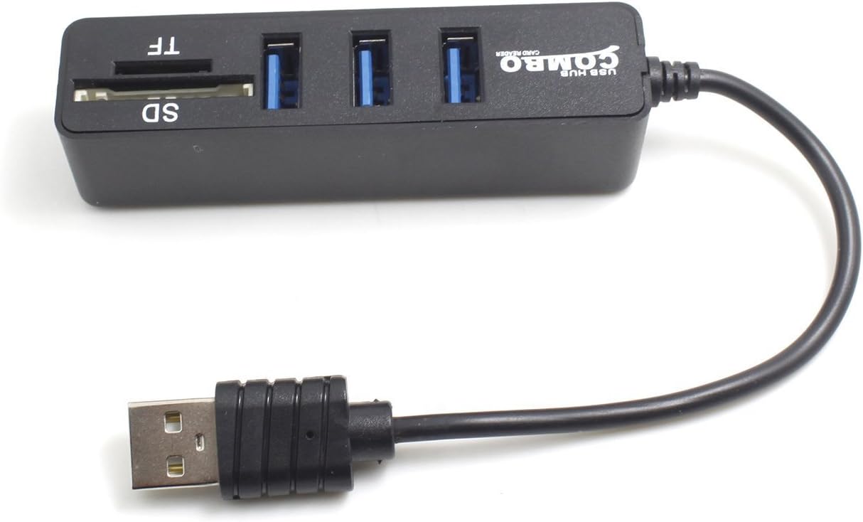 Aceele USB 3.0 Hub Splitter with Card Reader, 6-in-1 4ft Extension Long ...