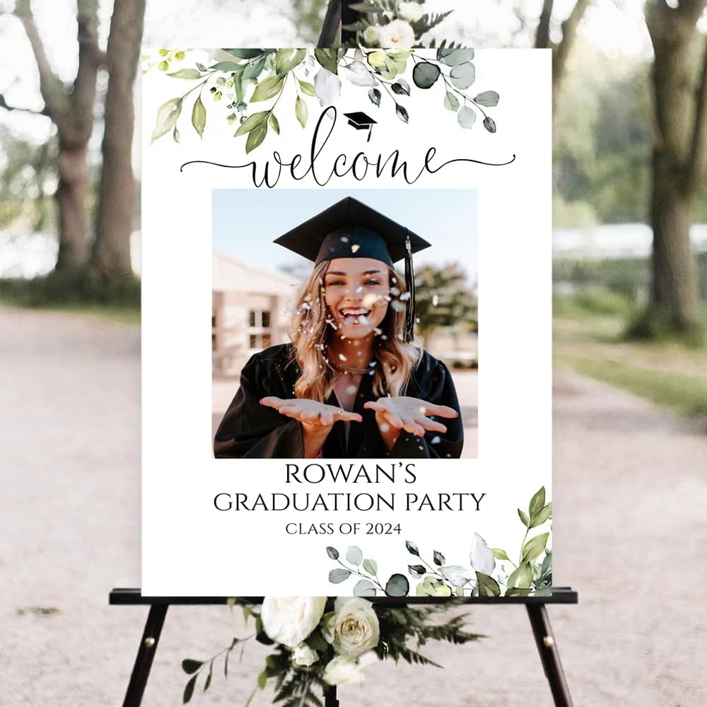 Amazon.com: Graduation Party Welcome Sign, Greenery Graduation with ...
