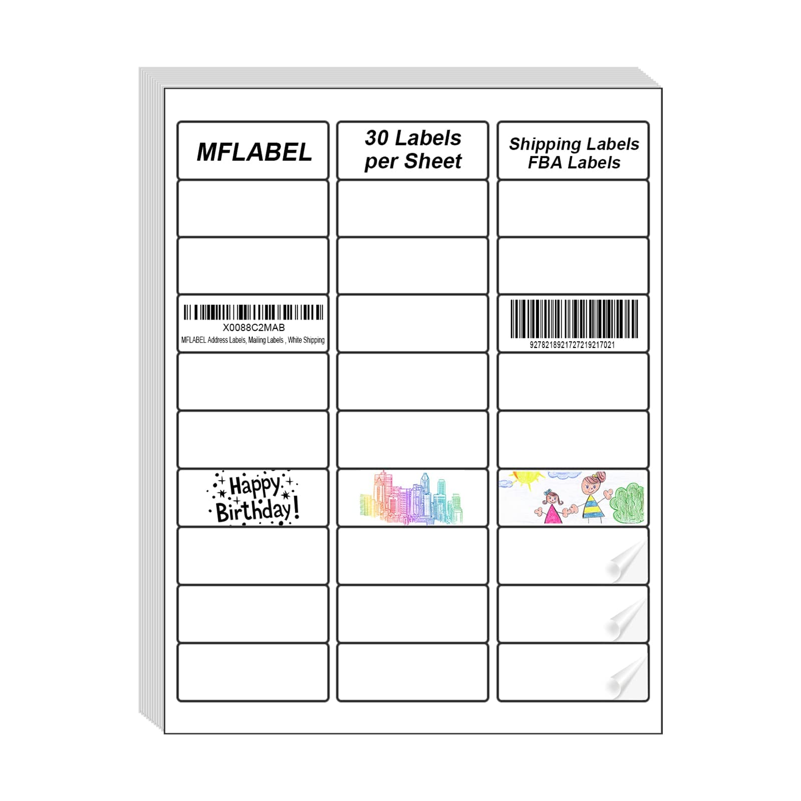 Amazon.com : MFLABEL Address Labels, 1" x2-5/8 Mailing Labels, 30-UP ...