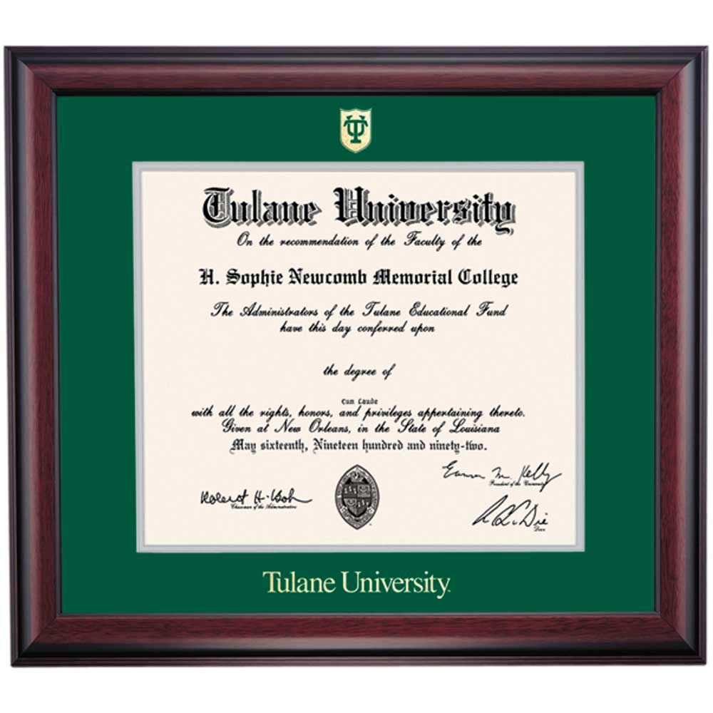 Ocm Diplomadisplay Traditional Frame For Tulane University Tu Green ...