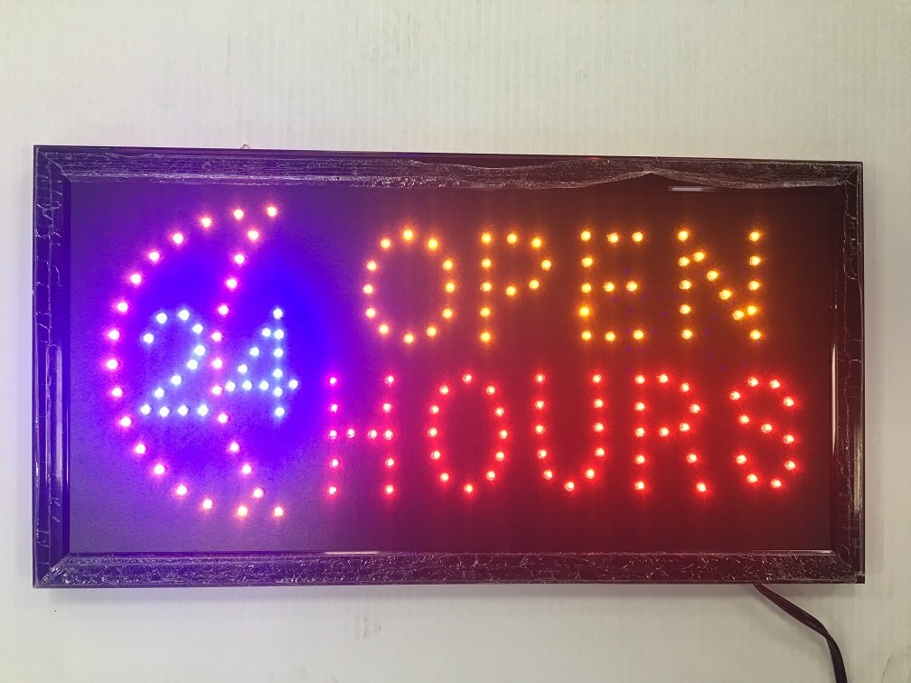 Open 24 Hours LED Sign 2 PACK"(L) X10"(W) X 1"(H) - Amazon.com