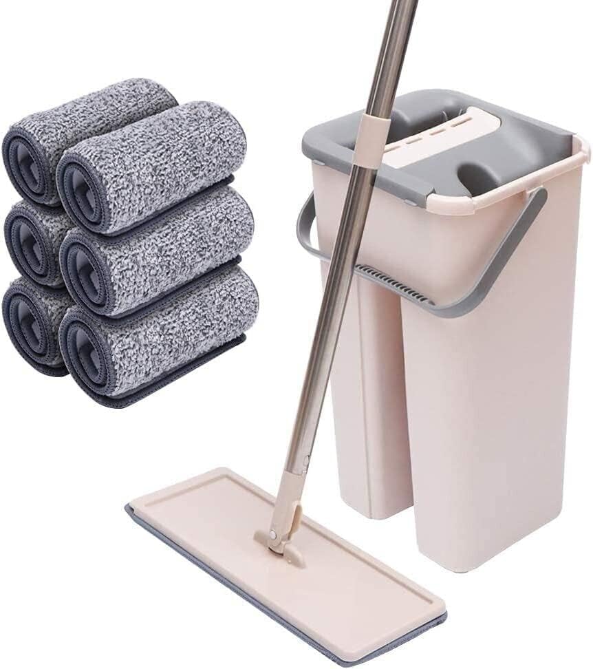 Mop and Bucket Set − Easy and Simple Squeeze Mop Bucket, Flat Mop with ...