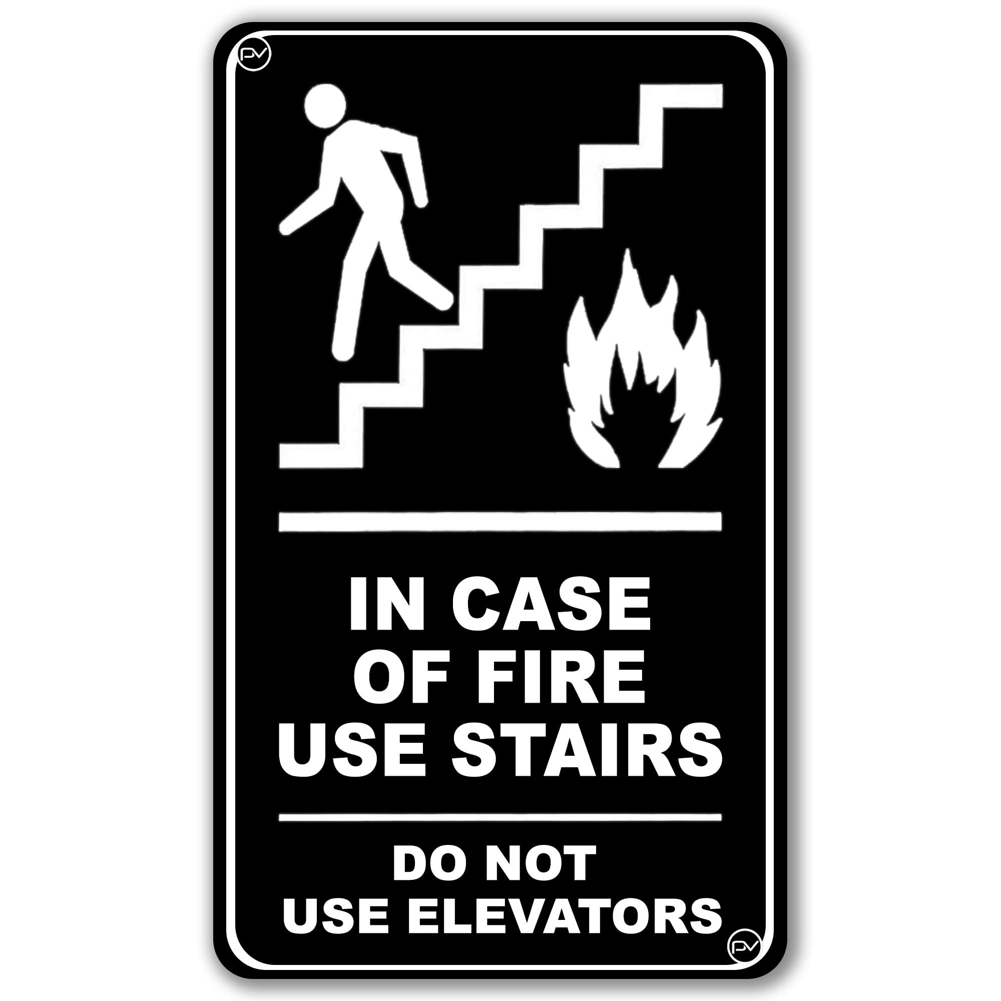 Buy In Case Of Fire Use Stairway, Stairs Sign, ADA Signage White/Black ...