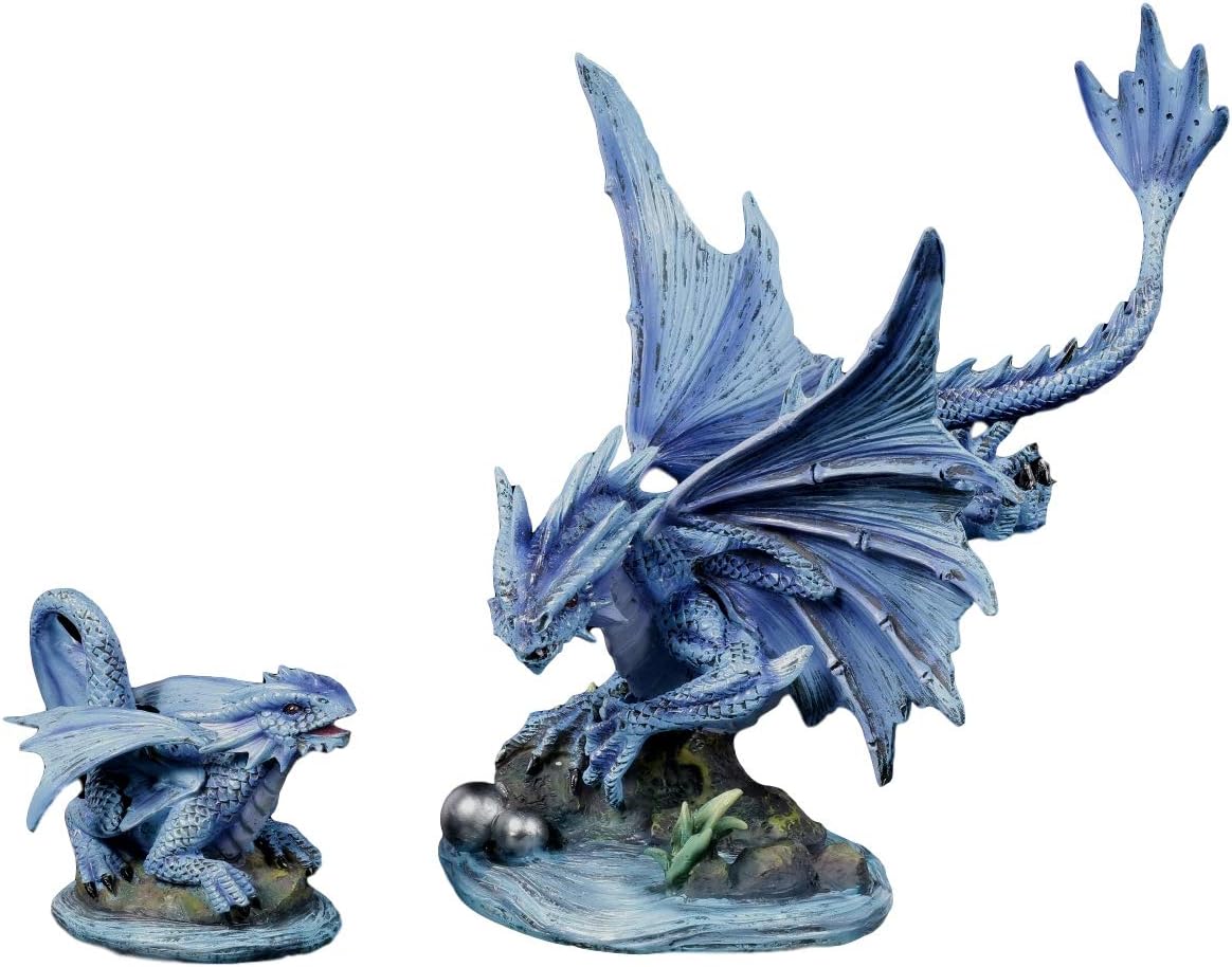 Amazon.com: Ebros Large Aqua Elemental Pearl Water Dragon Collectible ...