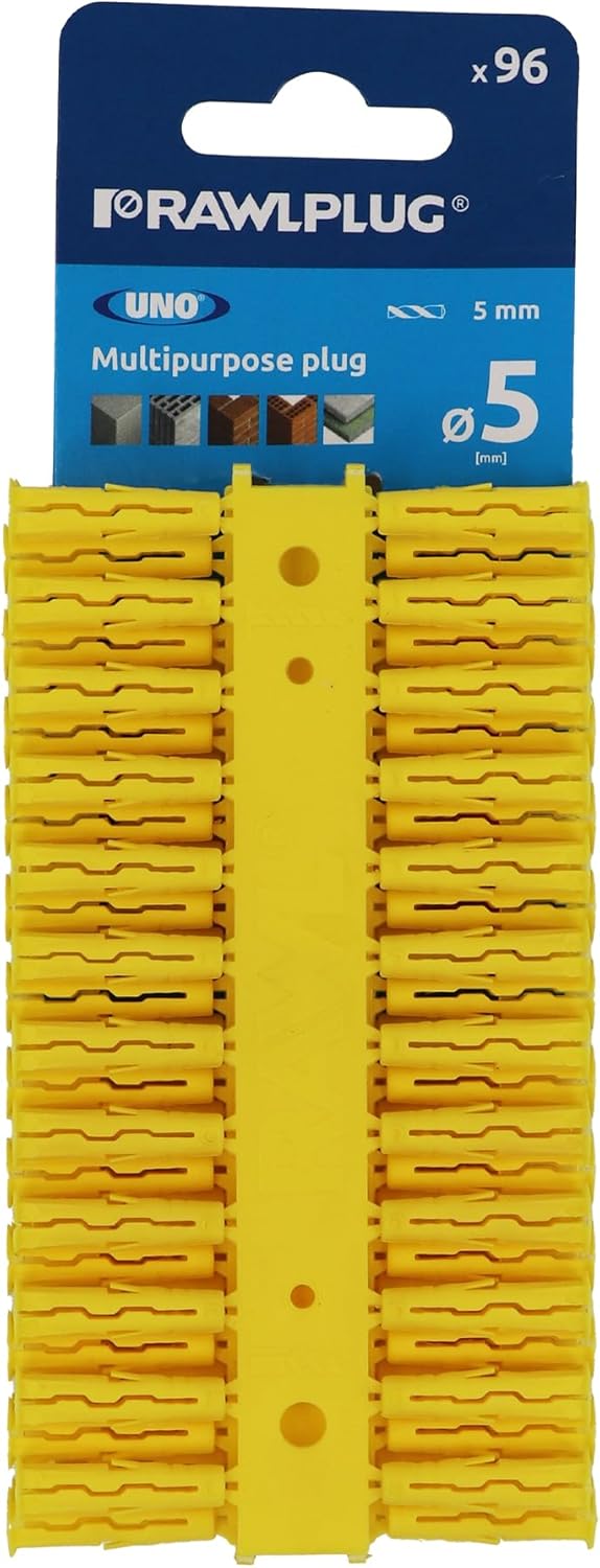 96 Pcs Yellow UNO Rawl Plugs, Universal Wall Expansion Screw Fixings ...