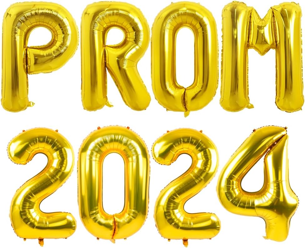 Amazon.com: TONIFUL Prom 2024 Balloons - 16 Inch Gold Prom Letter Foil ...