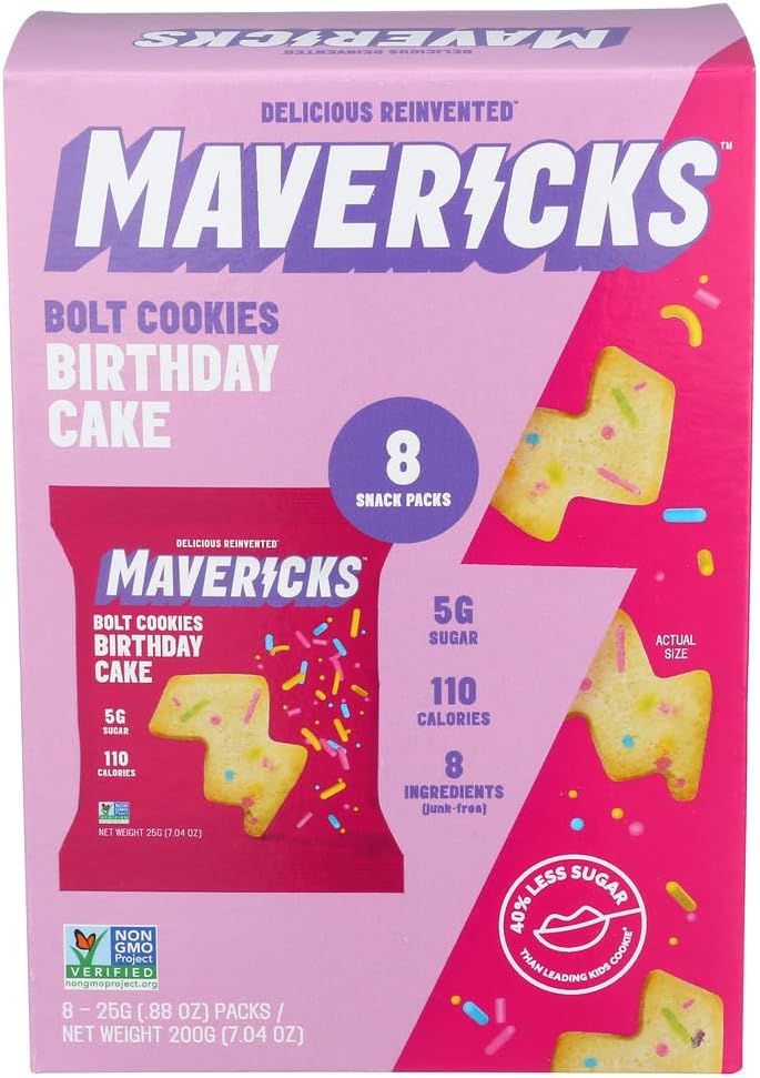 Amazon.com: Mavericks, Birthday Cake Bolt Cookies, 7oz : Grocery ...