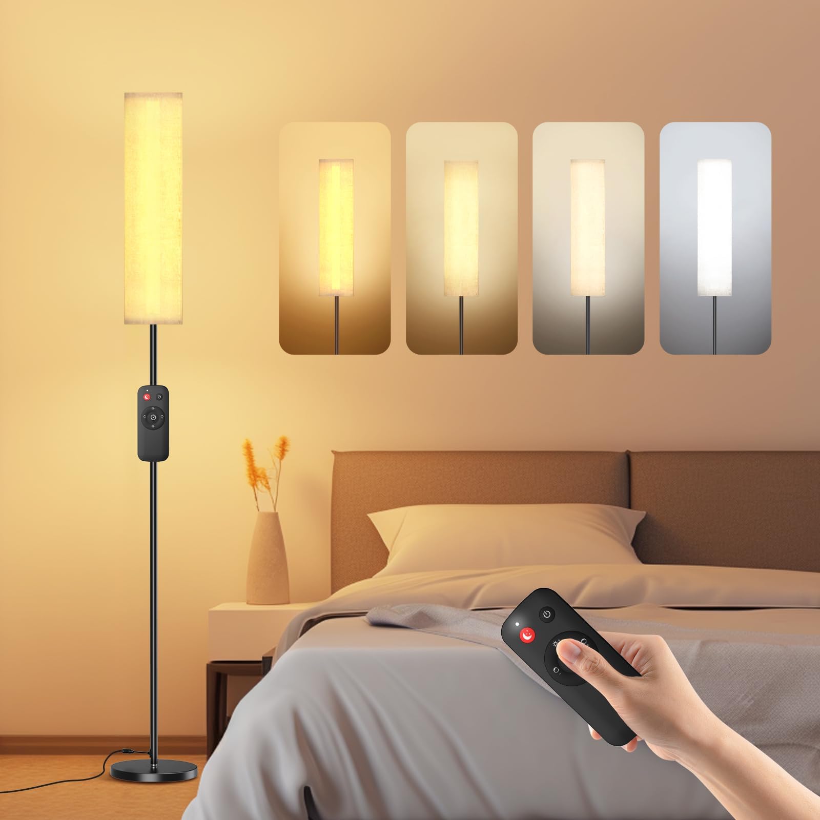 Alldio Floor Lamp with Remote Control, Full Range Stepless Dimming ...