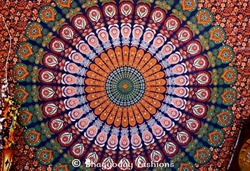 Tapiz De Mandala Con Pavo Real Indio Tapiz Hippie Indio Bohemio