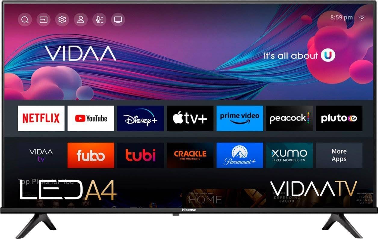 Amazon.com: Hisense 32" Class A4 Series LED HD Smart Vidaa TV 32A4KV ...