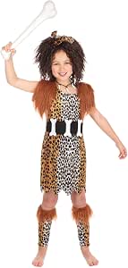 GIRLS SIZE SMALL CAVEGIRL COSTUME 4-6 YEARS DRESS AND WIG INCLUDED ...