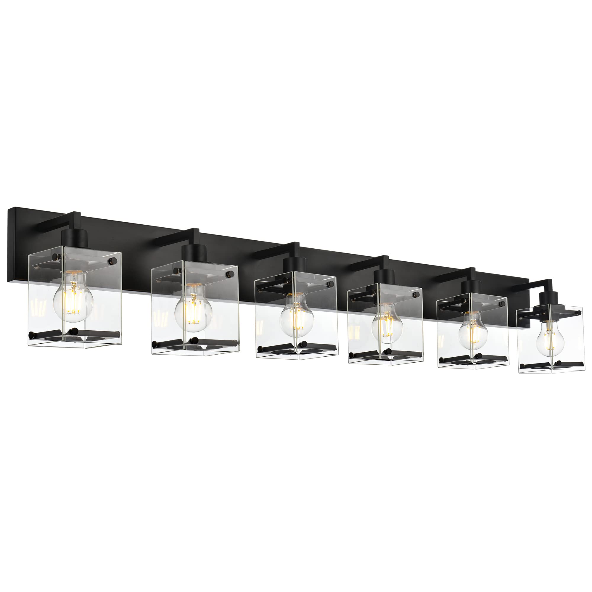MELUCEE 6-Light Bathroom Vanity Light Fixtures Black, Modern Bath Wall ...