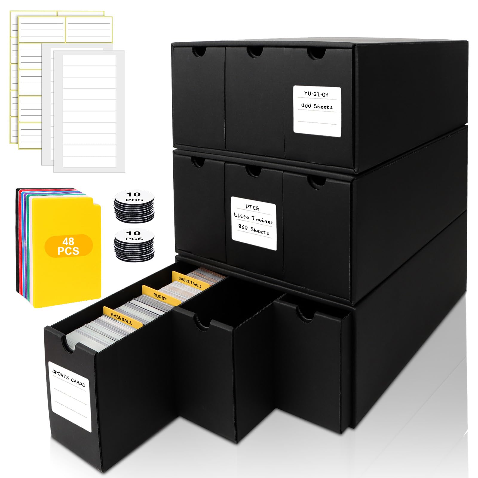 BILIPLE 9000+ Card Storage Box,Trading Card Storage Box with 48 Card ...