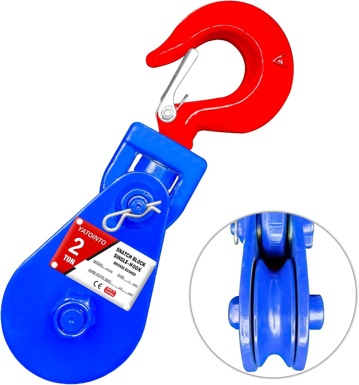 YATOINTO Bloque de enganche de 2 toneladas con gancho, polea de 3 ...