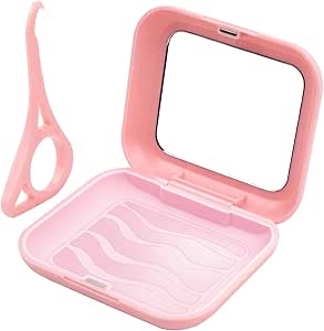 Square Retainer Case, Pink Orthodontic Denture Box Retainer Box with ...
