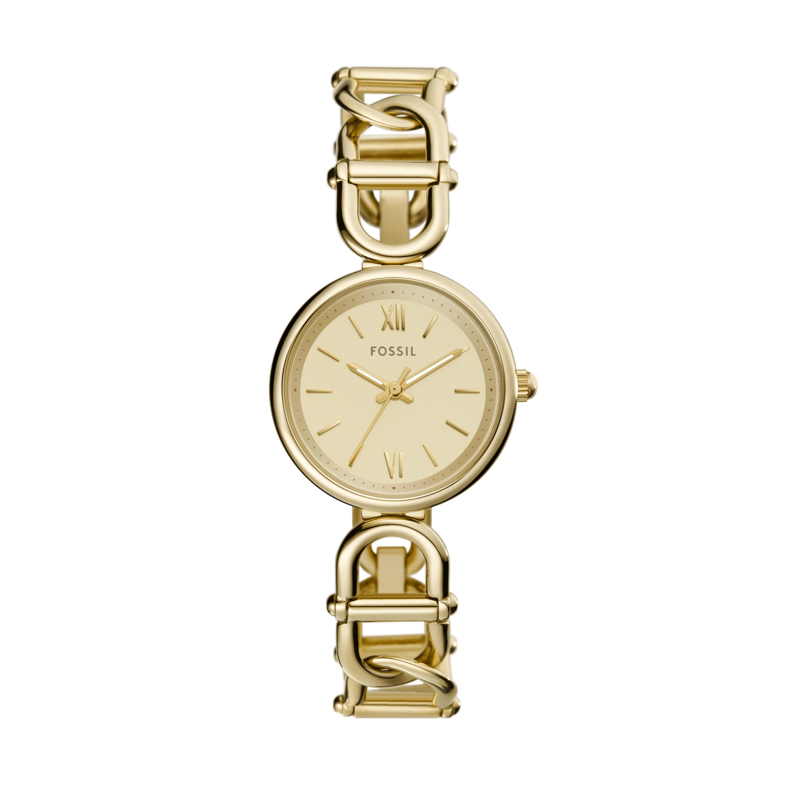 Fossil Women's Carlie Three-Hand Gold-Tone Stainless Steel Bracelet ...