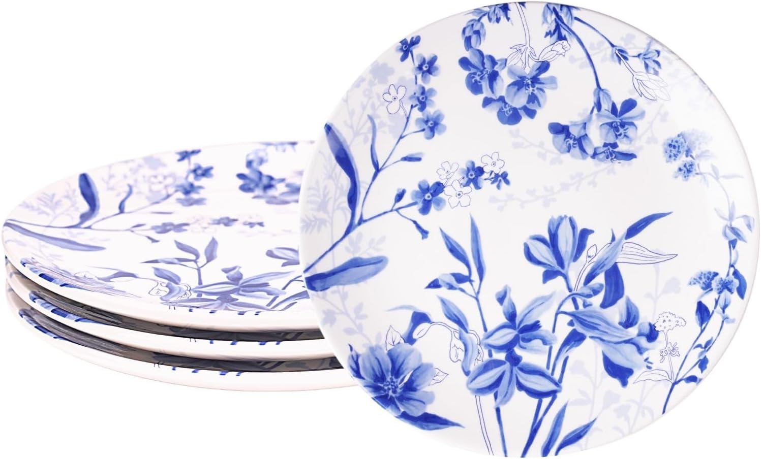 Amazon.com | Sonemone Ink Flower Round Salad Plates, 8.75 inch Ceramic ...