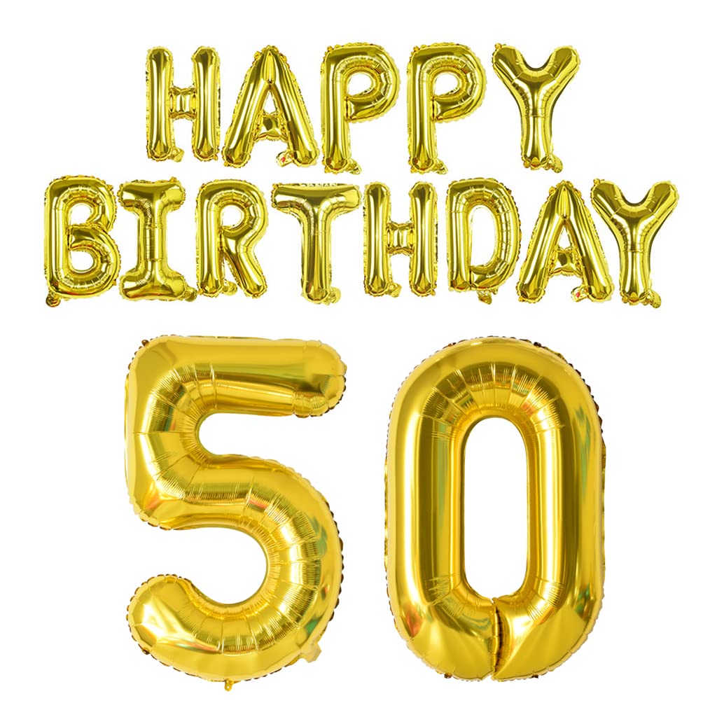 Amazon.com: Happy Birthday Balloon Banner 40 inch 50 Balloon Number 16 ...
