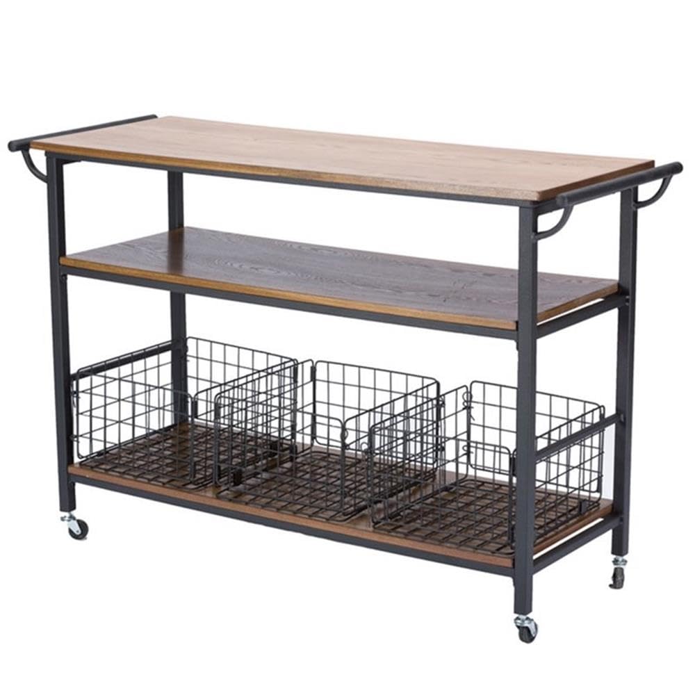 Amazon.com: Baxton Studio Lancashire Wood and Metal Kitchen Cart, Brown ...