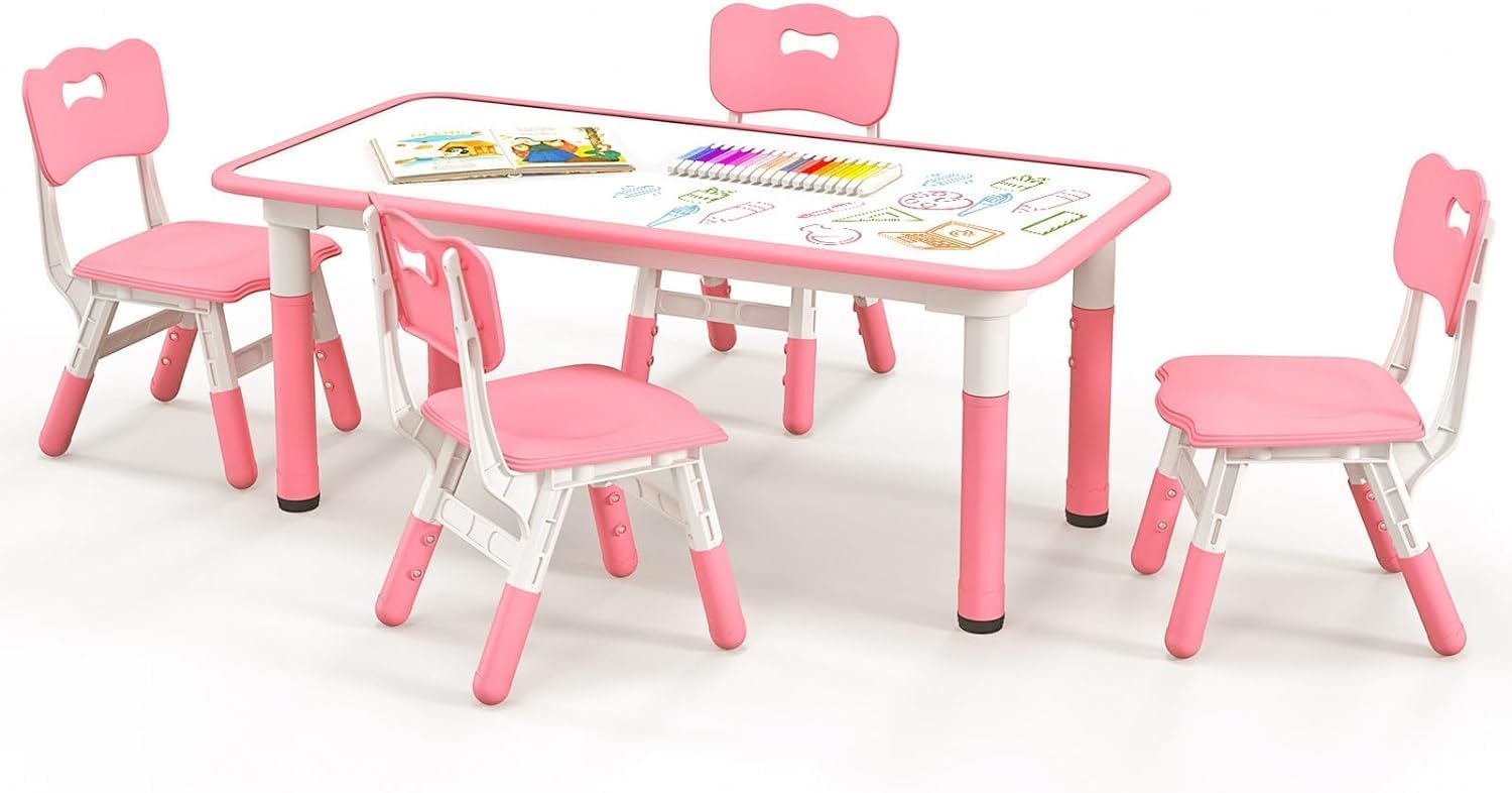 Amazon.com: HONEY JOY Kids Table and Chair Set, Height Adjustable ...