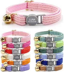 Amazon.co.jp: Tiiyar Cat Collar with Safety Buckle, Bell, Personalized ...