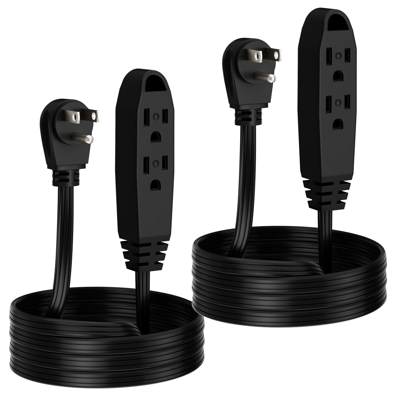 K KASONIC - 3 Feet 3 Outlet Extension Cord 2 Pack - Triple Wire ...