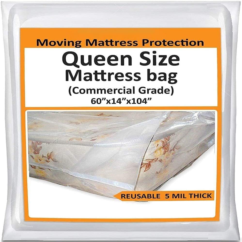 Amazon.com: Mattress Bags for Moving Queen - Storage Bag - 5 Mil Heavy ...