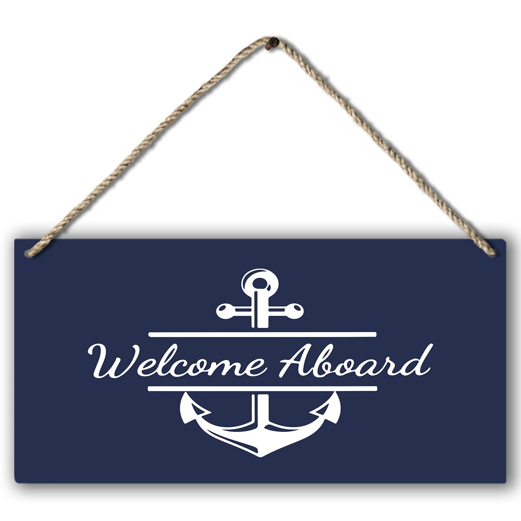 Amazon.com: Nautical Anchor Welcome Aboard Navy Blue Printed Wood ...