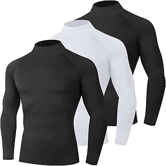 HovSiyla 3 Pack Mens Thermal Turtleneck Long Sleeve Compression Shirts ...