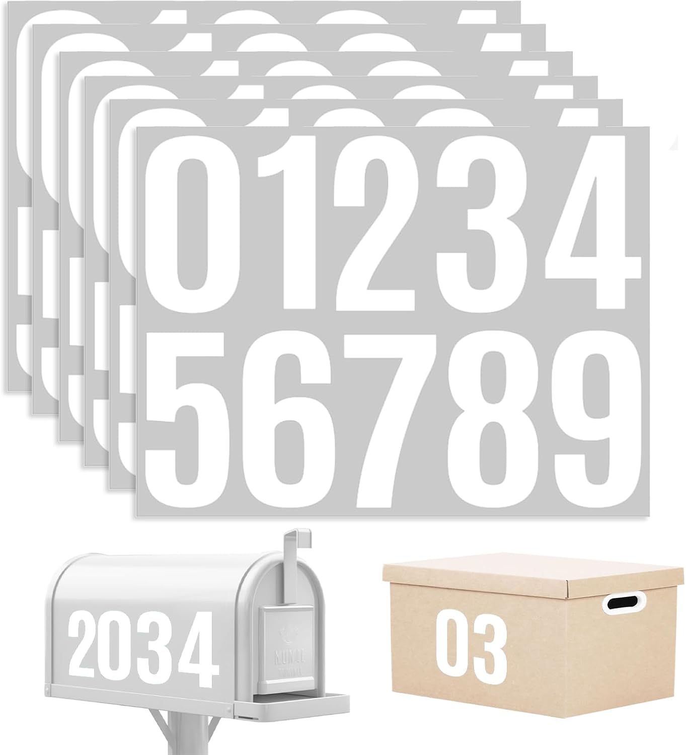 Amazon.com: 6 Sheets Mailbox Numbers Stickers 60 Pieces 4 Inch ...