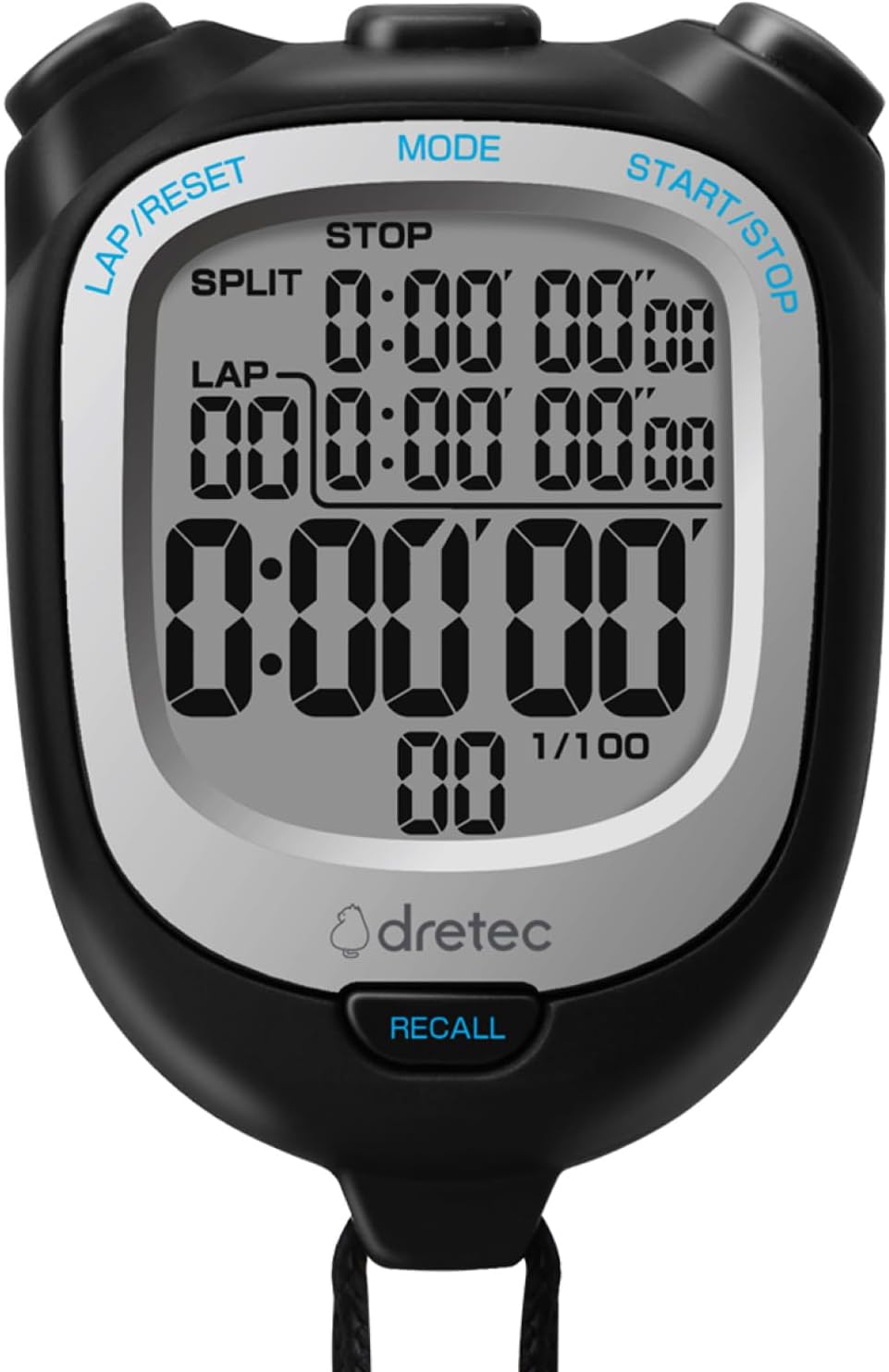 Amazon.com: dretec Stopwatch Silent Waterproof Wrap Split Study Sport ...