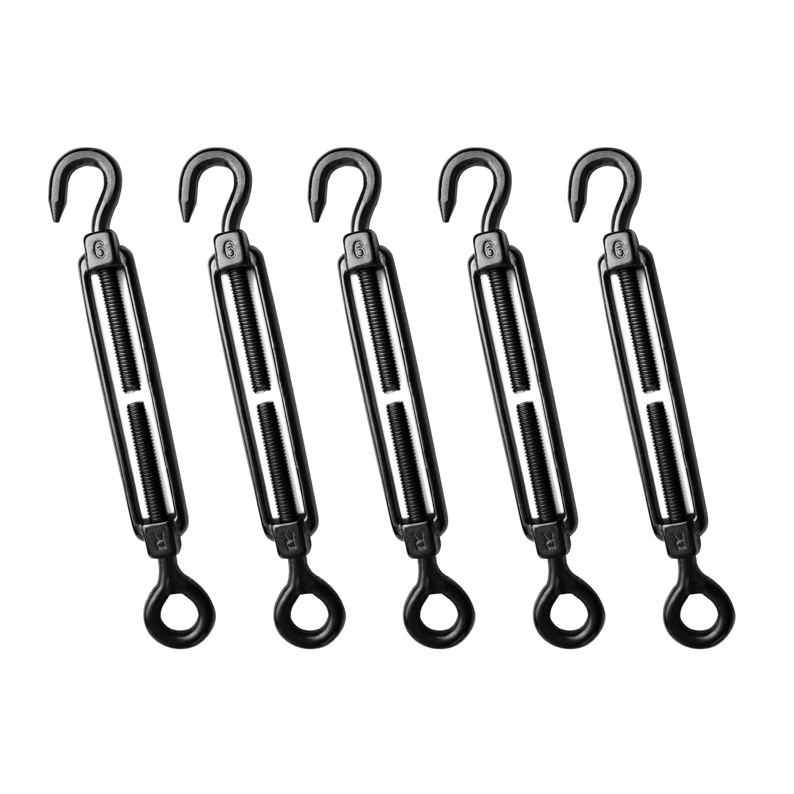 Snapklik.com : 5 Pack M6 Black Turnbuckle Hook And Eye Turnbuckles For ...