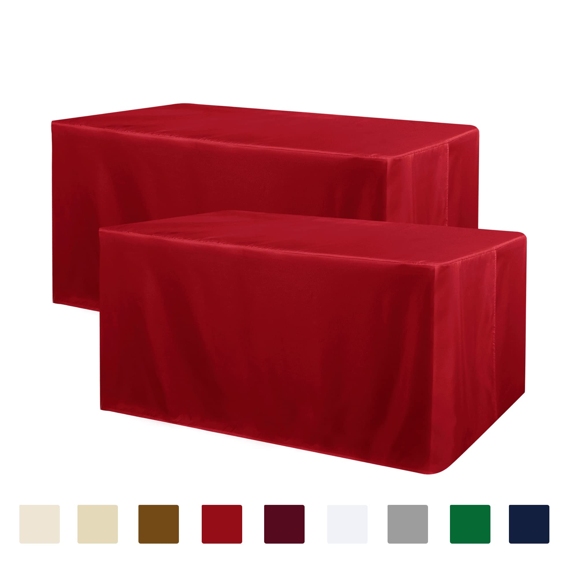 Amazon.com: Obstal 2 Pack 8FT RedTable Cloths for Standard Folding ...